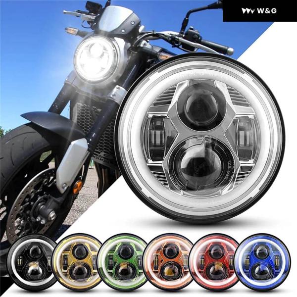 7インチ H4 LED モト ヘッドライト ラウンド 93-08 ドゥカティ モンスター 1000 600 ハローリング アンバー ジープ JK TJ ツーリング ラダ 4X4 ヤマハ ニーバ カスタム パーツ アクセサリーBrand Na...