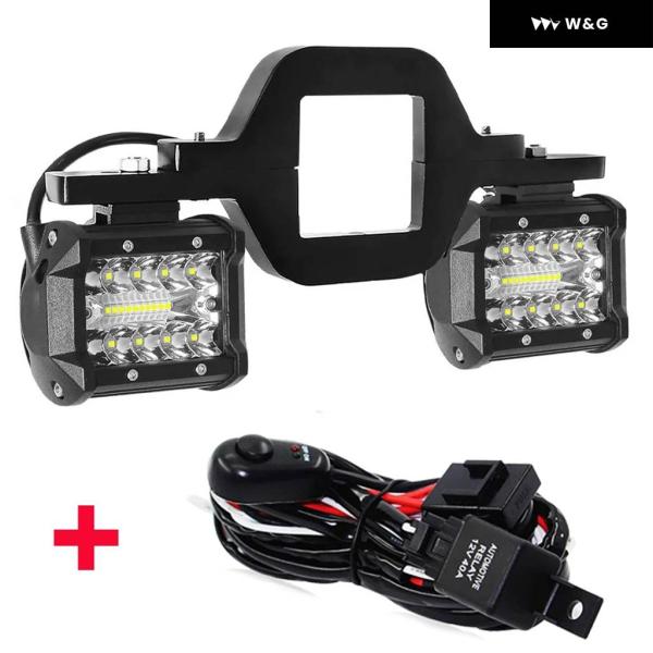 汎用 カー牽引ヒッチフック マウント ブラケット 4インチ 60W LEDワークライト フォグランプ ホルダー リアバックアップ オフロードカー トラック トレーラー カスタム パーツ アクセサリーHign-concerned Chemic...