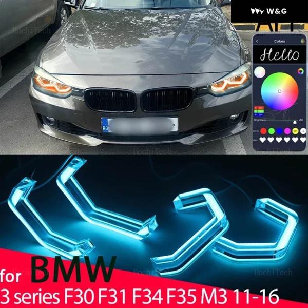 BMW 3シリーズ F30 F31 F34 F35 M3 2011-2016 RGB マルチカラー M4 スタイル ライトリング アプリ コントロール DRL LED エンジェルアイキット カスタム パーツ アクセサリーHign-conce...