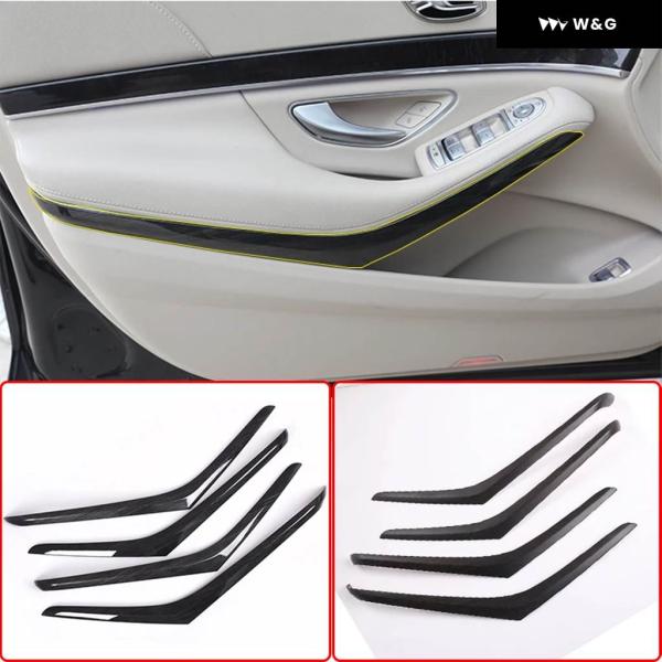 4個 メルセデス ベンツ W222 S クラス S320 2014-2017 カー スタイリング ABS ダークウッドグレイン インテリア ドアデコレーションストリップ トリム カスタム パーツ アクセサリーHign-concerned C...