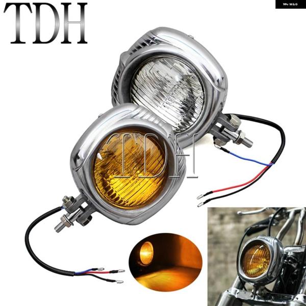 オートバイ エレクトロライン ヴィンテージ ヘッドライト ハーレー ダイナ スポーツスター 883 チョッパー XS650 レトロ スクエア ヘッドライト ランプ カスタム パーツ アクセサリーHigh-concerned chemical...