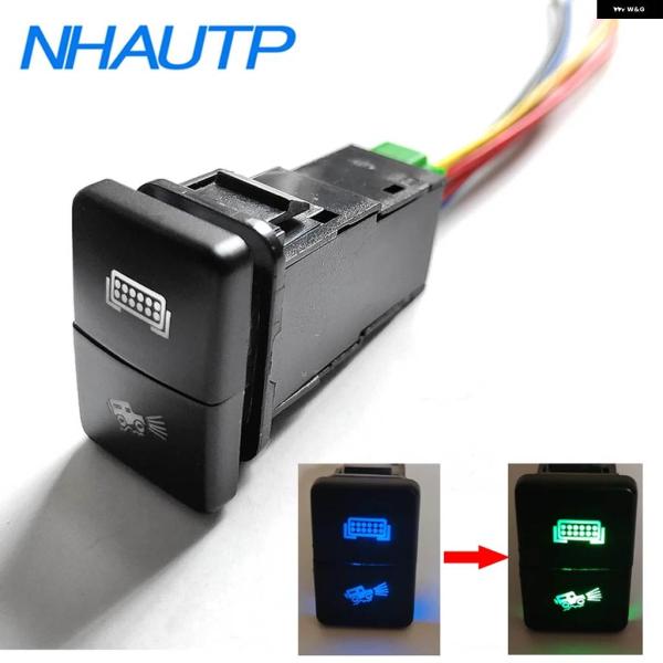 5ピン デュアル ボタン フォグランプ スイッチ トヨタ カローラ カムリ RAV4 ヤリス 4ランナー ランドクルーザー シエナ ブルー グリーンライト用 カスタム パーツ アクセサリーSwitch Pin:5P ON OFFSwitch...