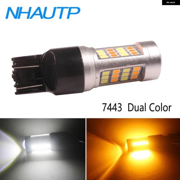 T20 LED 7443 W21/5W デュアルカラー スイッチバック 電球 2835 42-SMD ホワイト〜 アンバー ランプ 車 運転/方向指示灯 カスタム パーツ アクセサリーSize:36mmFor Vehicle Brands/...