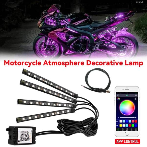 12V 車用モーター 装飾 ランプ 4IN1 防水 LED RGB カラー カーライト フレキシブル ストリップライト オートバイ カスタム パーツ アクセサリーBattery Included:NoHigh-concerned chemi...
