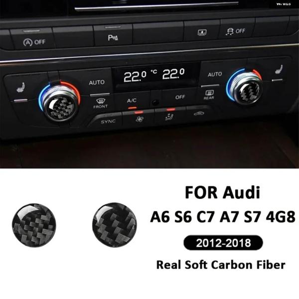 カーボン エアコン コントロール ボタン スポット ステッカー アウディ A6 C7 S6 A7 S7 4G8 2012-2018 内装パーツ カスタム パーツ アクセサリーHigh-concerned chemical:NoneStick...
