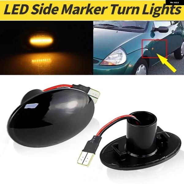 フォード フィエスタ MK4 95-01 KA 96-08 トランジット 95-00 LED サイド ウィンカーライト インジケーター ウィンカーランプ 車用 2個 アンバー カスタム パーツ アクセサリーHigh-concerned ch...