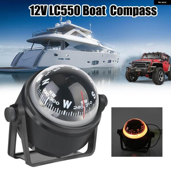 コンパス 航海用コンパス 防水 ナビゲーション ポジショニング LC550 カーガイド 12V 電子LEDライト ボート カスタム パーツ アクセサリーHigh-concerned chemical:NoneDial Display:Ana...