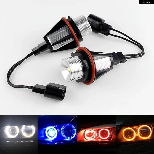 BMW E E39 E60 E63 E64 E53 5 6 7 X3 X5用 ホワイト/イエロー/レッド/ブルー LED エンジェルアイ ハローリング マーカーライト バルブ 525I 530I 540I 2個 カスタム パーツ アクセサリ...