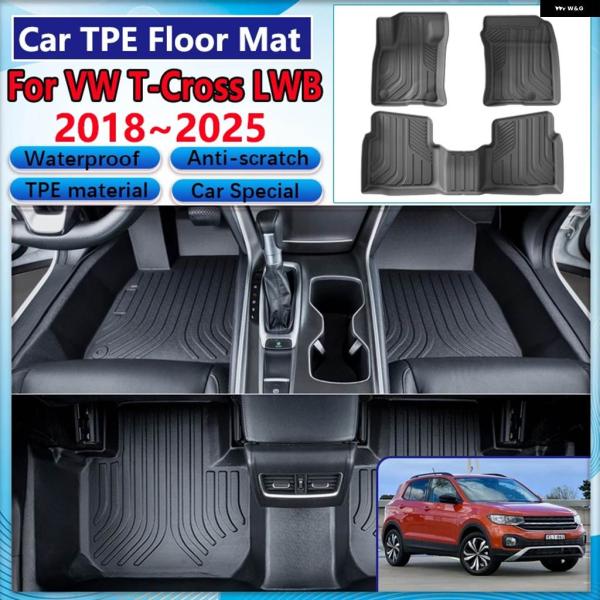 フォルクスワーゲン T-CROSS VW TCROSS LWB C11 2018~2025 カーフロアマット 汚れに強いマッドカーペット フルTPEフット パッド クッション カスタム パーツ アクセサリーHigh-concerned ch...