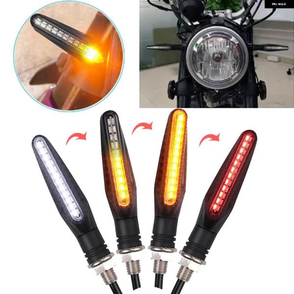 オートバイ 24個 LED搭載高輝度 アンバー ウィンカー インジケーター ライト フロント/リア ホワイト デイタイム ランニングライト 流れるレッドブレーキランプ カスタム パーツ アクセサリーBattery Included:NoHi...