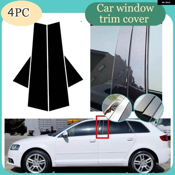 シルバーカーボンピラー ポスト アウディ A3 S3 RS3 4ドア 8P 2003 2004 -2013 ドアウィンドウコラム BC トリム ステッカー カバー カスタム パーツ アクセサリーHigh-concerned chemical...