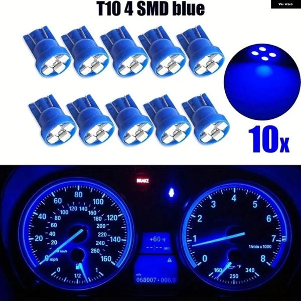 10個 車用ライト T10 4SMD 1210 LED ウェッジ ダッシュボード ゲージ クラスター バルブ ブルー LED ライト 車用読書灯 カスタム パーツ アクセサリーHigh-concerned chemical:NoneVolt...