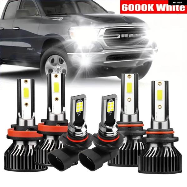 2個 /6個 ダッジ ラム 1500 2500 3500 2009 - 2018年12月 ターボ LED ヘッドライト 18000LM 車用 ヘッドランプ 12V 6000K フォグランプ バルブ カスタム パーツ アクセサリーHigh-c...