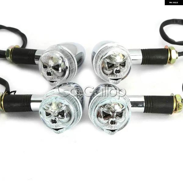 スカル型ウインカー 4個 セット INTRUDER VOLUSIA VS 700 750 800 1400 1500/ ホンダ OW AERO SPIRIT VT700 VT750 VT1100 VTX1300 カスタム パーツ アクセサリ...