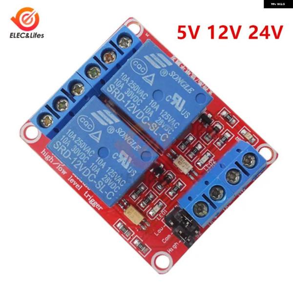 デュアルチャンネル 5V 12V 24V リレー モジュール ボードシールドオプトカプラハイレベルローレベルトリガーリレー対応ARDUINO対応 カスタム パーツ アクセサリーPower Source:DCTheory:Voltage re...