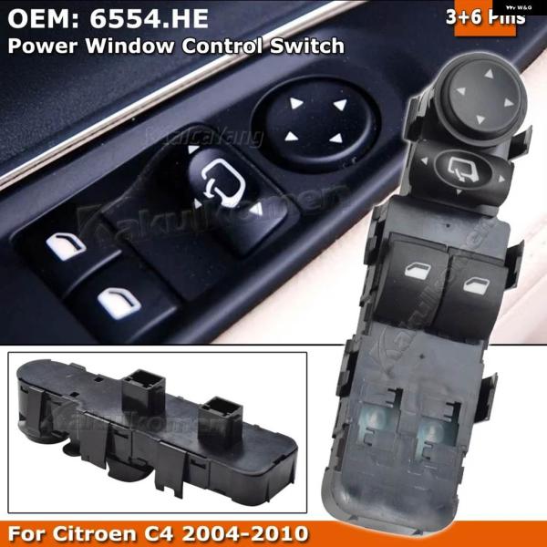 6554.HE 6554HE 車用電動パワーウィンドウスイッチ ボタン リフター赤ライト シトロエン C4 2004-2010 C4 2008 クーペ カスタム パーツ アクセサリーHigh-concerned chemical:NoneS...