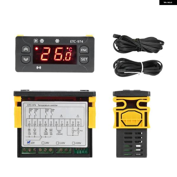 ETC-974 デジタル温度 コントローラ ー マイクロコンピューター サーモスタット 冷凍アラーム 12V 24V 110V 220V NTC センサー カスタム パーツ アクセサリーBattery Included:YesHigh-co...