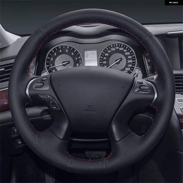 ステアリングホイール カバー マイクロファイバーレザー インフィニティ JX35 M35 M25 M56 Q70 QX60 日産 ムラーノ パスファインダー カスタム パーツ アクセサリーSize:25*15*5Special Featur...