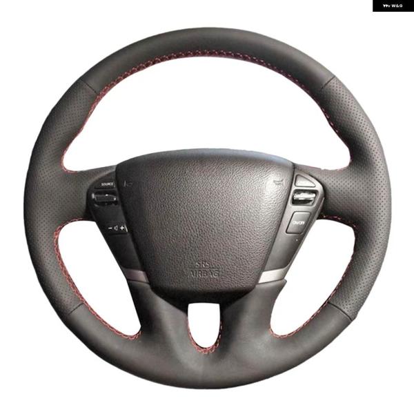 日産 ティアナ ムラーノ Z51 エルグランドクエスト 2011 年式用カーブレード ステアリングホイール カバー パンチング加工マイクロファイバーレザーニードルスレッド カスタム パーツ アクセサリーHigh-concerned chem...