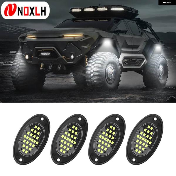 4個 24LED ロックライトキット 車用ムードランプ オフロード トラック SUV 4X4 ATV ジープ ネオンアンダーボディ アンダーグロー トレイルリグライト カスタム パーツ アクセサリーHigh-concerned chemic...