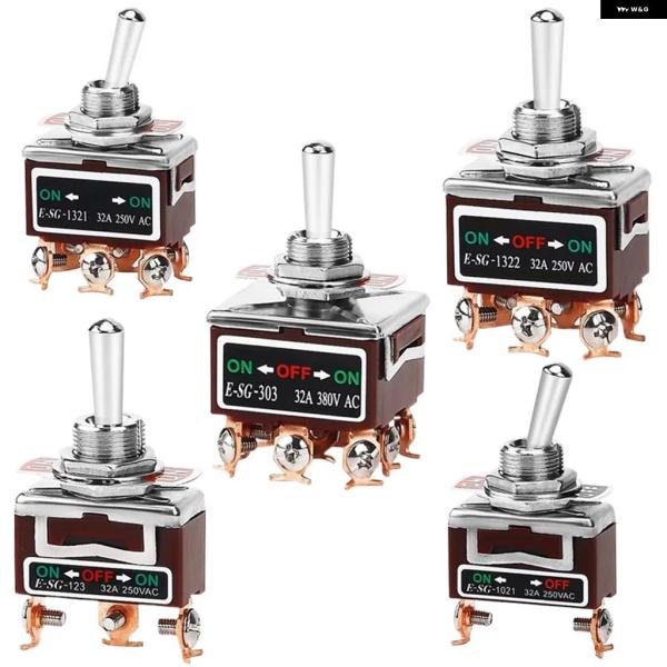 セルフリセット/セルフロック式ロッカースイッチ 2/3/4/6/8/9/12ピン 銅ピン トグルスイッチ 高電流 32A 250VAC 電源 ボタン スイッチ カスタム パーツ アクセサリーHigh-concerned chemical:N...