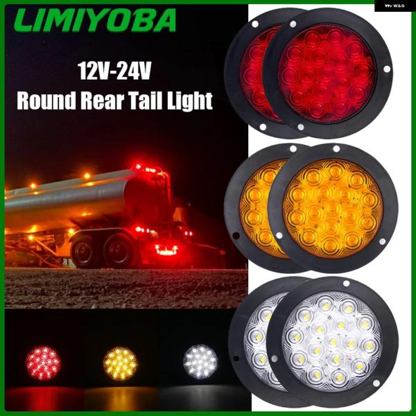 2個 12V 24V 16 LED 4インチ 丸型 リア テールライト ウインカー ブレーキ ストップ リバースランプ 車 トラック トレーラー 貨物車 赤 黄 白ランプ カスタム パーツ アクセサリーHigh-concerned chem...