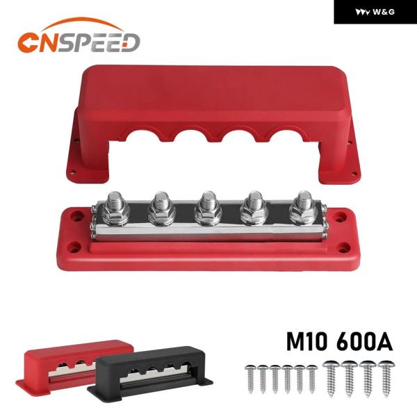 600A 48V バスバーターミナル配電ブロック DC M10スタッド プラスマイナスターミナルブロック ボート 車 RV ケーブル オーガナイザー カスタム パーツ アクセサリーHign-concerned Chemical:NoneIt...