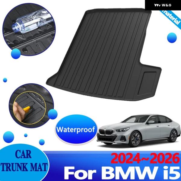 BMW I5 G60 2024 2025 セダン カー トランク マット 汚れ防止ライナー 防水 カーペット プロテクター TPE 収納 パッド 自動車アクセサリー カスタム パーツ アクセサリーHign-concerned Chemica...