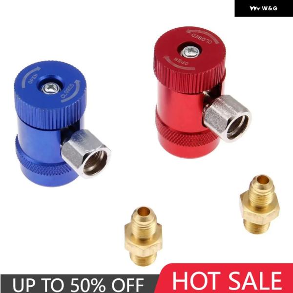 クイックカプラオートコネクタアダプタAC充電フィッティングセット 1/4インチオスポート エアコン コネクタ ツール付き カスタム パーツ アクセサリーHign-concerned Chemical:NoneSize:Freon R1234...