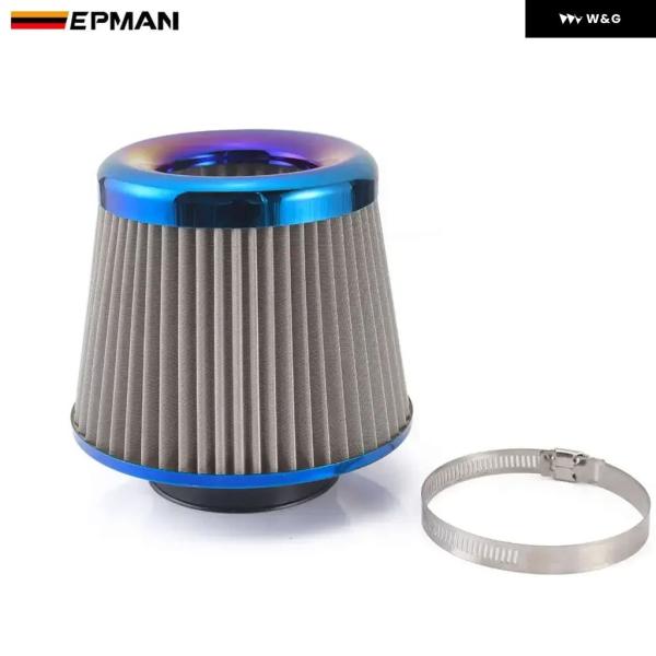 ステンレス エンジン エア フィルター 3インチ ラウンドテーパード 汎用 コールドエアインテークコーン フィルター バーントブルー EPAF76NEO カスタム パーツ アクセサリーHign-concerned Chemical:None...