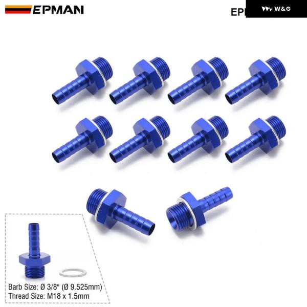 10個 M18X1.5-3/8インチ バーブアルミストレート燃料継手 アダプター ターボウォーターバーブ継手キット EPMBTM1838 カスタム パーツ アクセサリーSpecial Features:universalItem Diame...