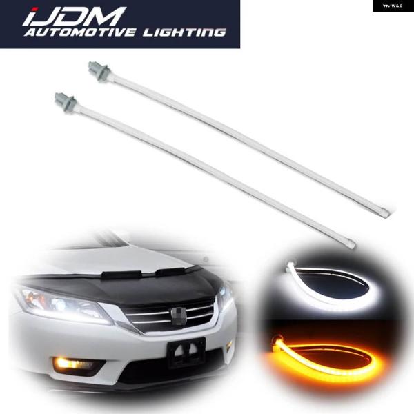 2013-2015 ホンダ アコード セダン 2個 デュアルカラー ホワイト アンバー イルミネーティング ヘッドライト LED DRL シグナルライト ストリップ レトロフィット カスタム パーツ アクセサリーHigh-concerned...