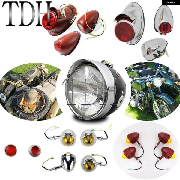 DNEPR サイドカーライト アセンブリ 7インチ ヘッドライト テール ブレーキライト ウィンカー ウインカーランプ フラッシャーライト BMW R66 ZUNDAPP K750 KS カスタム パーツ アクセサリーBattery Inc...