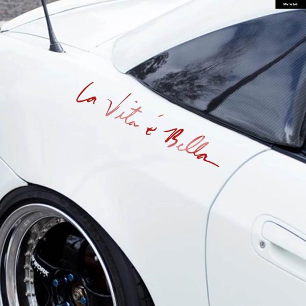 LA VITA E BELLA 文字 反射カー ステッカー デカール ファッション クリエイティブ 窓 全身 ヘッド スタイリング カスタム パーツ アクセサリーHigh-concerned chemical:NoneCategory:St...