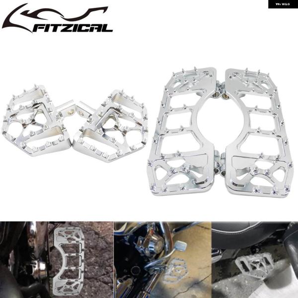 オートバイ フロアボードワイド フットペグ フロントドライバー ストレッチ フットレスト ペダル ハーレー ツーリング ロードグライド ソフテイル FLSTダイナFLD カスタム パーツ アクセサリーHigh-concerned chemi...