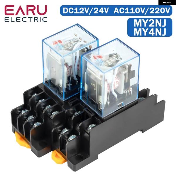 1個 MY2NJ MY4NJ 小型電磁リレー 5A 8ピン 14ピン コイル パワーリレー DC12V DC24V AC110V AC220V ソケットベース DINレール カスタム パーツ アクセサリーEU LVD Voltage:Hig...