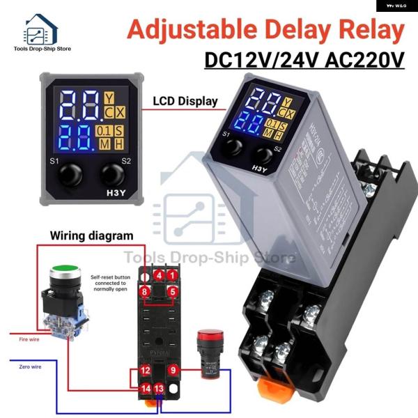 LCD ディスプレイ 遅延リレー電源オン遅延 コントローラ ータイムリレーベースソケット電子遅延タイマーリレーDC12V/24V A220V カスタム パーツ アクセサリーApplicable Object:OtherEANCode:LCD...