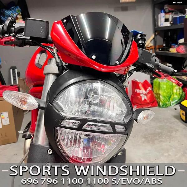 オートバイ 部品 スポーツウインドシールド ヘッドカバー ウインドスクリーン デフレクター バイザー ドゥカティ MONSTER 696 796 1100 1100S MONSTER 1100 EVO カスタム パーツ アクセサリーHigh...
