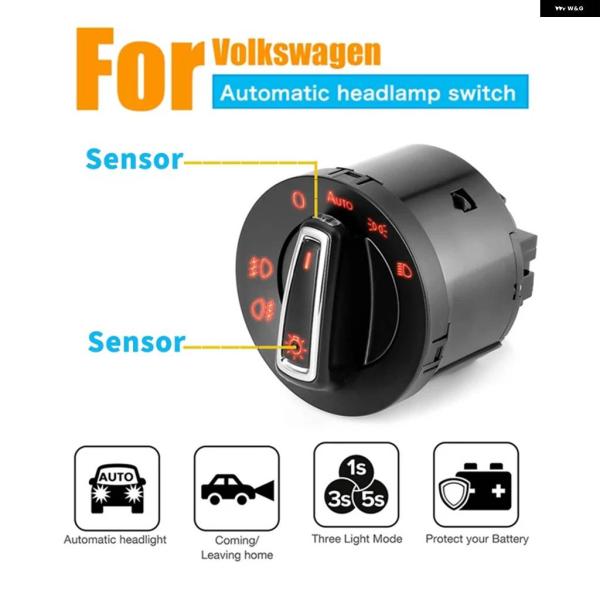 光センサー式 ヘッドライト スイッチ VW GTI GOLF MK5 MK6 PASSAT B6 CC TOURAN CADDY TIGUAN 5ND 941 431B 3C8 941 431A カスタム パーツ アクセサリーHigh-co...
