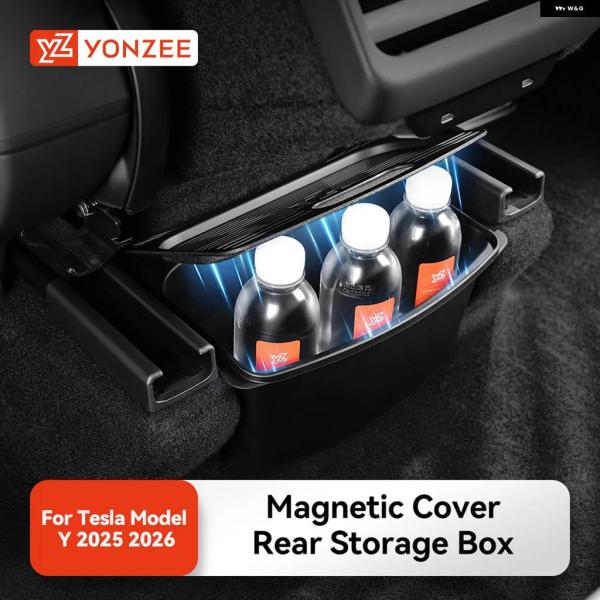 YZ マグネットカバー リアセンター 収納 ボックス テスラ モデル Y ジュニパー 3 ハイランド カーシートバック オーガナイザー ゴミ箱アクセサリー カスタム パーツ アクセサリーProduct shape:RectangleSpec...