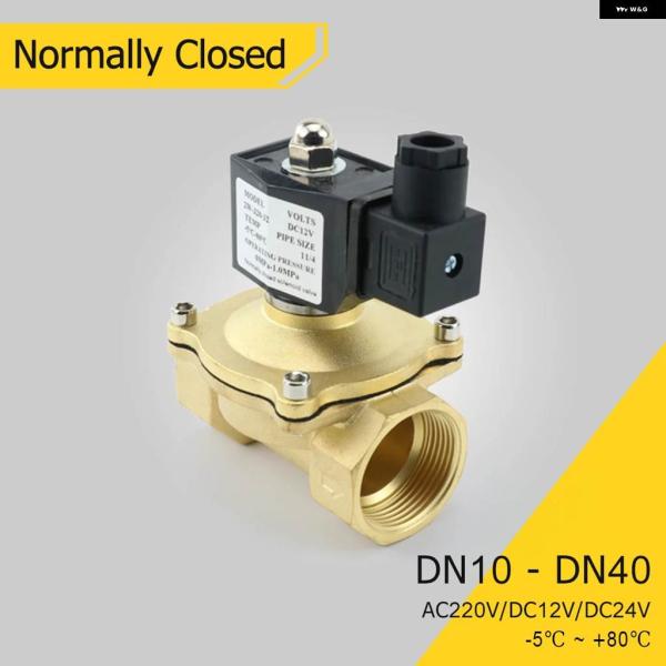 AC220V DC12V DC24V 常時閉型 ソレノイド バルブ 防水 コイル DN10/15/20/25/32/40 ウォーター バルブ 1/2インチ エアオイル カスタム パーツ アクセサリーNC or NO:Normally Clo...