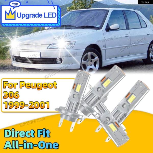 2/4個 30000 ルーメン スーパーカー LED ヘッドライト H7 ハイ/ロービーム 6000K オールインワン プジョー 306 1999 2000 2001 カスタム パーツ アクセサリーHigh-concerned chemic...
