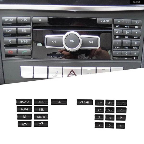 セントラル コントロール CD パネル ボタン 装飾 パッチ トリム ステッカー ABS メルセデス ベンツ C/E クラス W204 W212 GLK CLS 2012-2013 カスタム パーツ アクセサリーHigh-concerned...