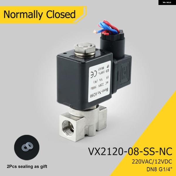 1/4インチ DN8 VX2120-08-SS-NC 常時閉型 ソレノイド バルブ 12V 220V パイプ ティング カスタム パーツ アクセサリーHigh-concerned chemical:NoneNC or NO:Normally...