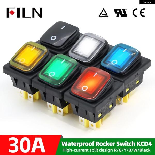 FILN 30A 防水 ロッカースイッチ 4ピン IP67 12V 24V 110V 220V ボート船舶トグルスイッチ カスタム パーツ アクセサリーHigh-concerned chemical:NoneEU LVD Voltage:H...