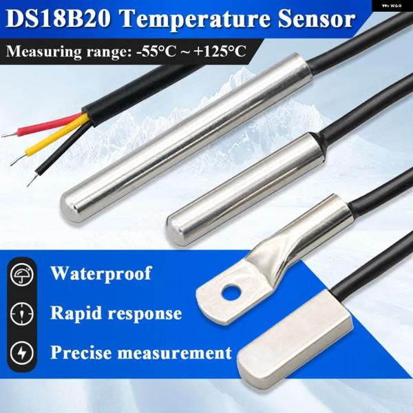 DS18B20 温度センサープローブ 304 ステンレス 6*30MM 外径 3.0MM 防水 センサー ケーブル 長 1M カスタム パーツ アクセサリーHigh-concerned chemical:Noneis_customized:...