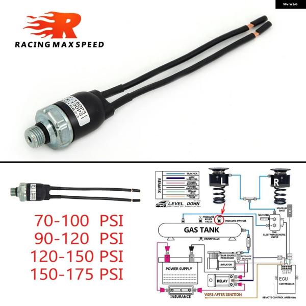 エアコン プレッサー圧力 制御 スイッチ バルブ 70-100PSI 90-120PSI 120-150PSI 150-175PSI エア システム カスタム パーツ アクセサリーHigh-concerned chemical:NoneBr...