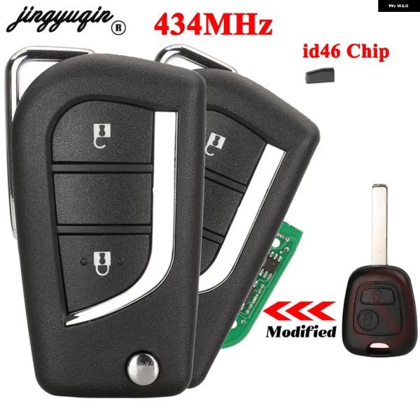 トヨタ アイゴ プジョー 107 106 シトロエン C1 2005-2014 フリップ式カーリモートキー 2BT 434MHZ ID46/4D70 チップ 89785-0H901 カスタム パーツ アクセサリーHigh-concerned...