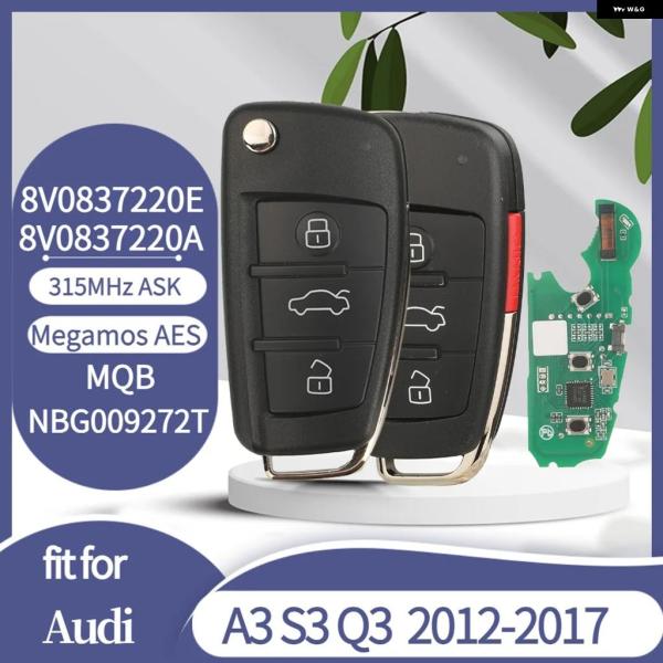 8V0837220A/E 8X0837220A 8E0837220F スマートリモートカーキー 315MHZ MQB48 FOB アウディ A3 S3 Q3 2012-2018 MEGAMOSAES KEYLESSGO カスタム パーツ ア...