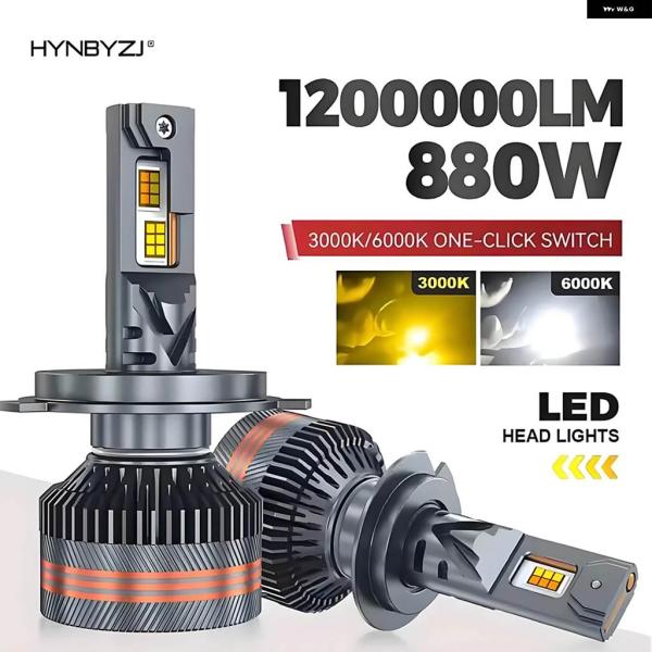 H4 LED バルブ H11 9005 HB3 9006 HB4 9012 H7 LED ヘッドライト 6000K 3000K 2色温度切替式フロントライト 12V カスタム パーツ アクセサリーHigh-concerned chemica...